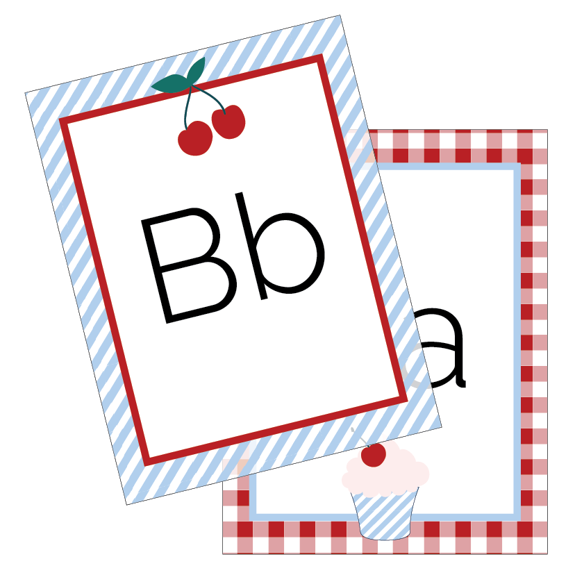 Cherry theme classroom alphabet cards set – Happy Classroom